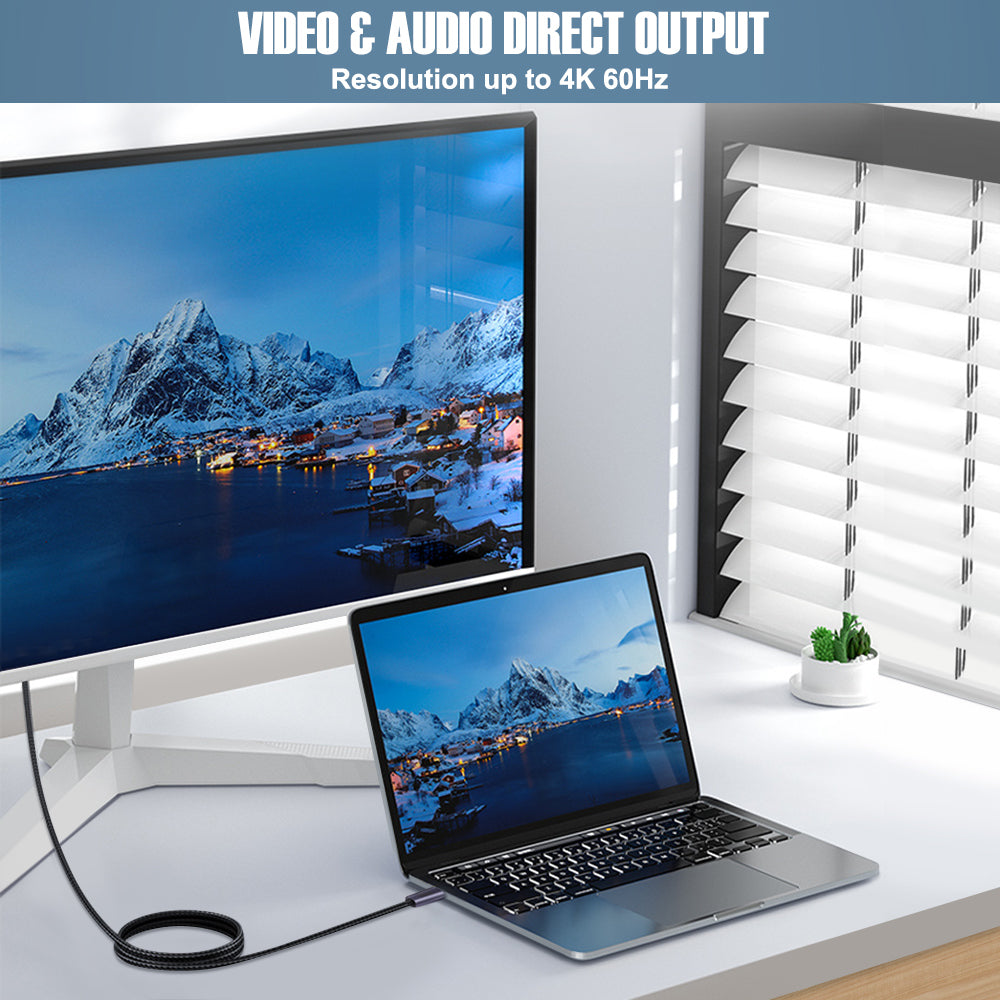 100W USB-C To USB-C USB4 Thunderbolt 4 Monitor Cable Fast Charge Male