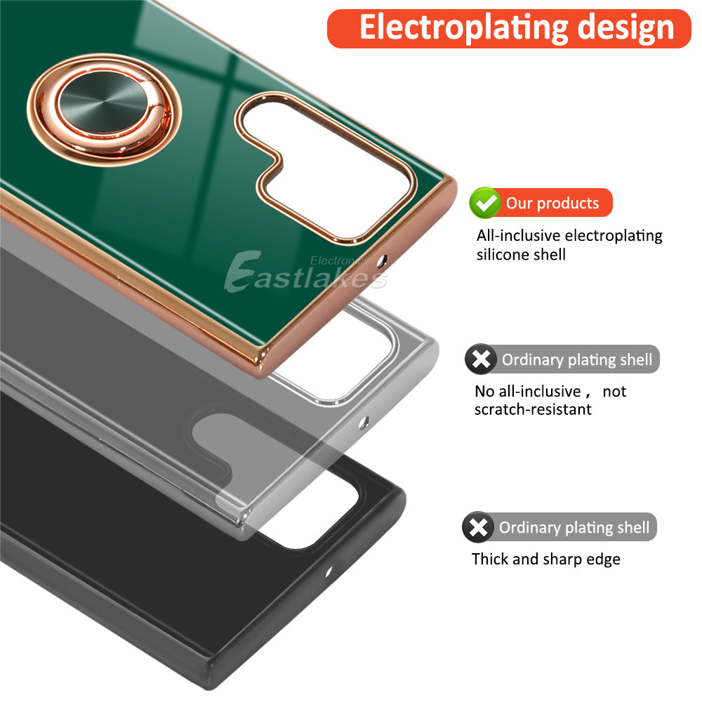 Cute Metallic Silicone Magnetic Ring Holder Cover Case for Samsung Gal