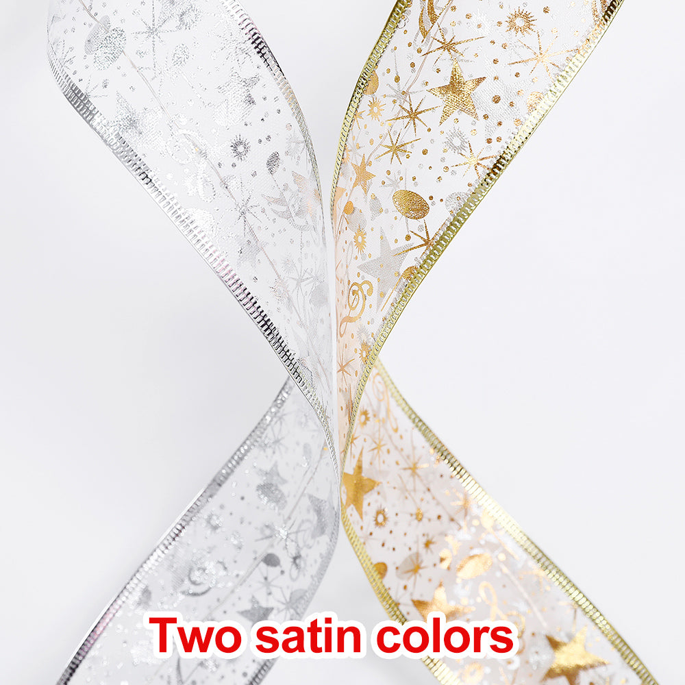 Christmas Tree LED Light Up Ribbon Bow Xmas Fairy String Lights Strip