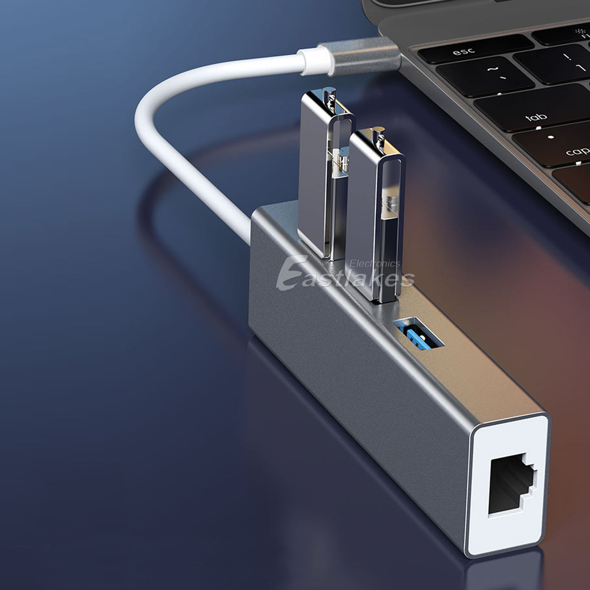 4-in-1 Type-C USB Hub with RJ45 Ethernet Extension Adapter