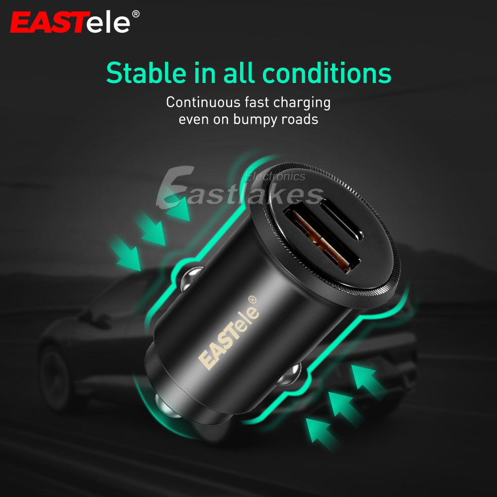 Dual USB+Type-C Fast Charging Car Charger